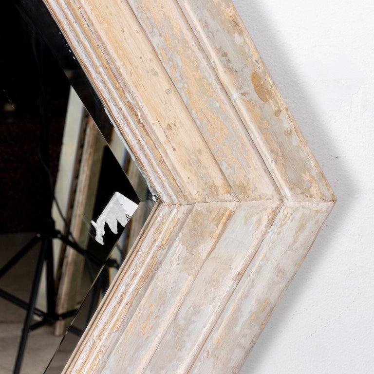 Whitewashed Wood Hexagonal Mirror For Sale at 1stDibs