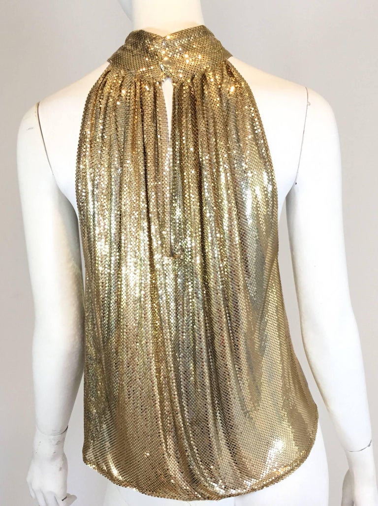 Whiting and Davis Gold Mesh Metal Halter Top at 1stDibs | whiting and ...
