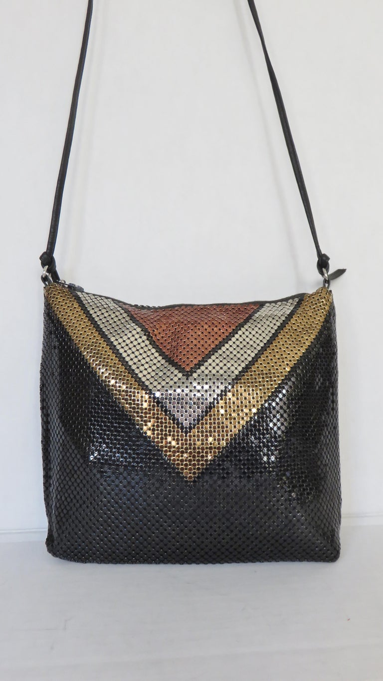 Whiting and Davis Color Block Metal Mesh Bag 1970s at 1stDibs