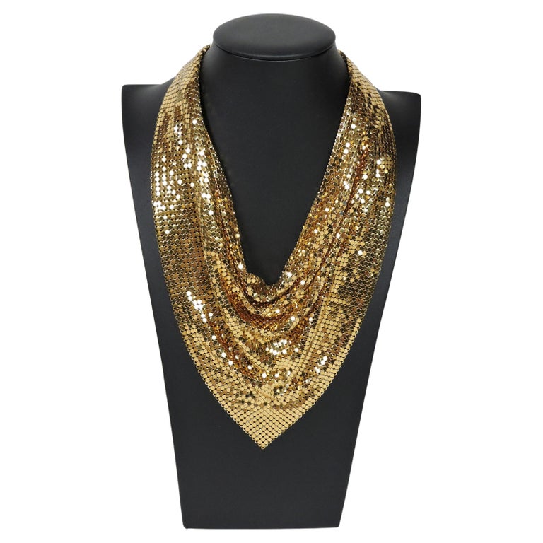 Whiting and Davis Company Mid Century Modern Gold Mesh Bib Necklace ...