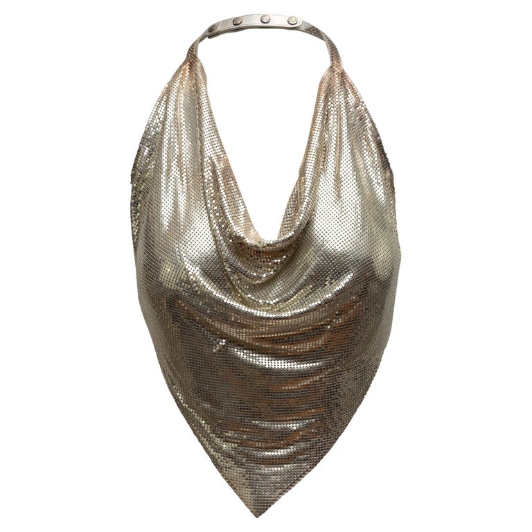 Whiting and Davis Vintage Silver-Tone Chainmail Halter Top at 1stDibs