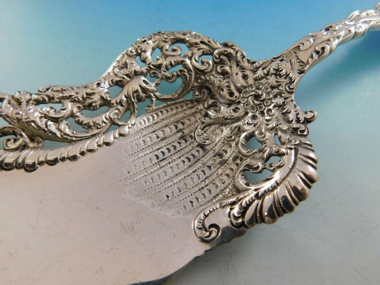 Whiting Sterling Silver Fish Serving Set Hand Cast Pierced with Flowers ...