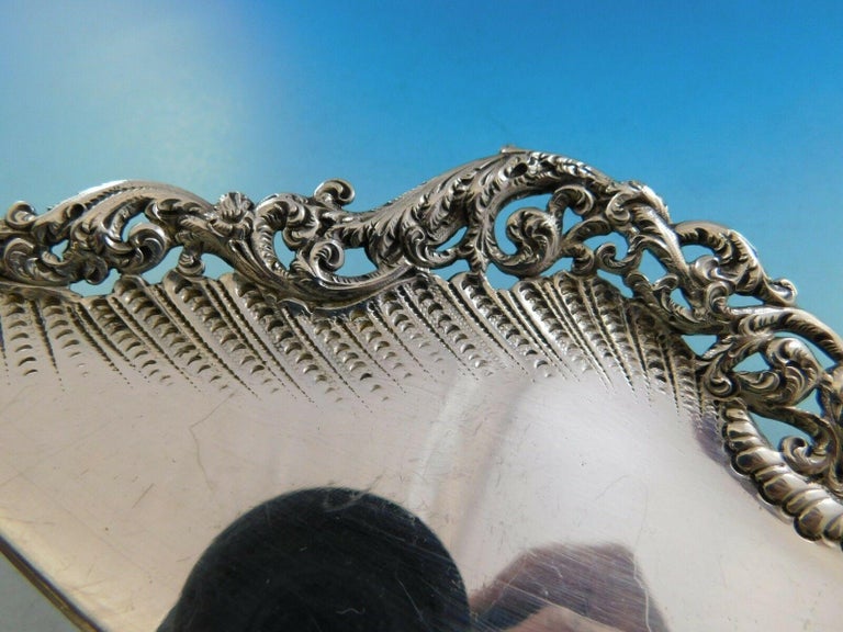 Whiting Sterling Silver Fish Serving Set Hand Cast Pierced with Flowers ...