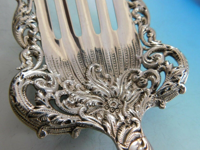 Whiting Sterling Silver Fish Serving Set Hand Cast Pierced with Flowers ...