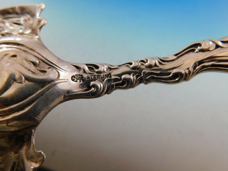 Whiting Sterling Silver Fish Serving Set Hand Cast Pierced with Flowers ...