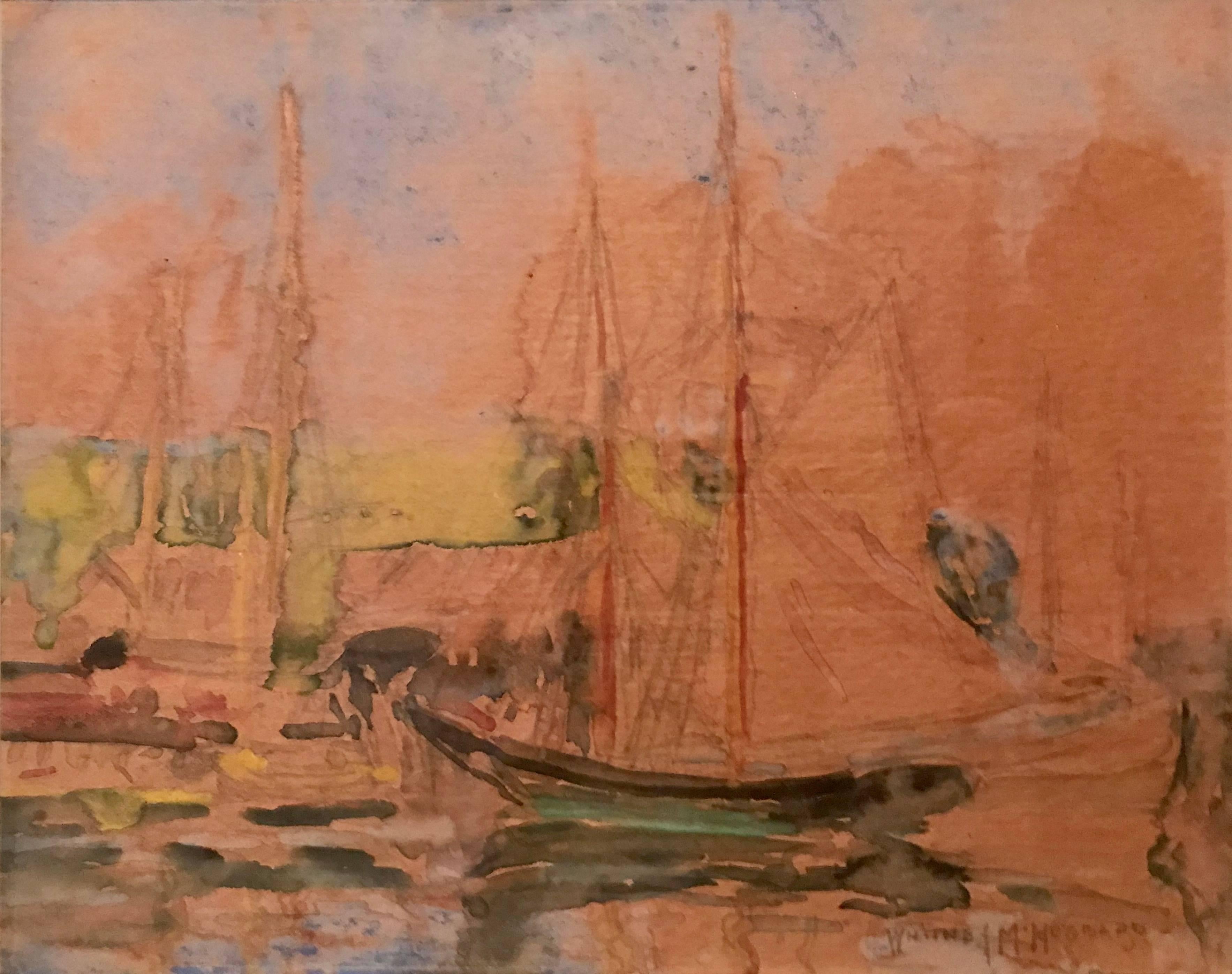 Whitney Myron Hubbard - “Sailboat in Harbor” at 1stDibs | myron hubbard