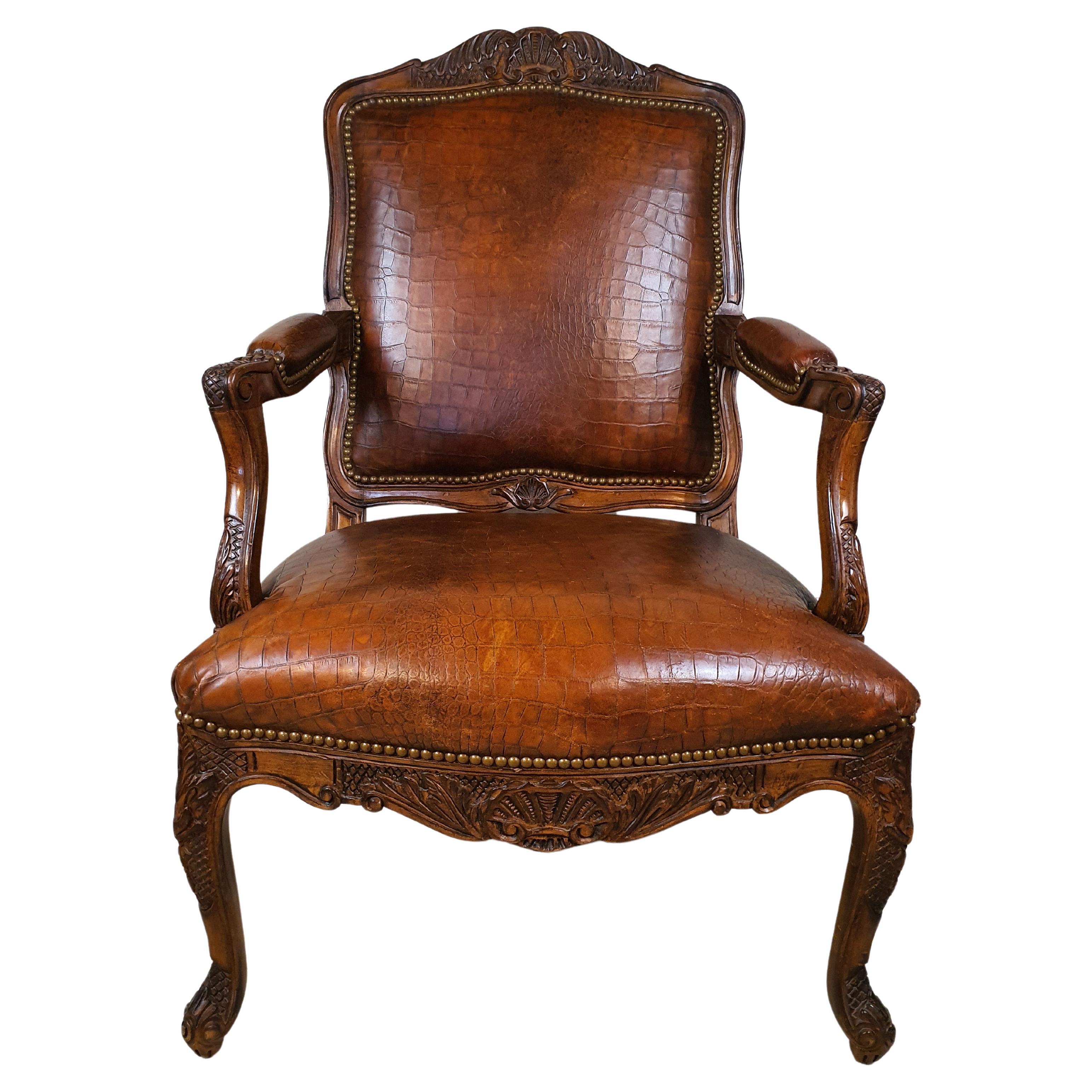 Whittemore Sherrill Ltd Faux Crocodile Leather Chair For Sale at 1stDibs