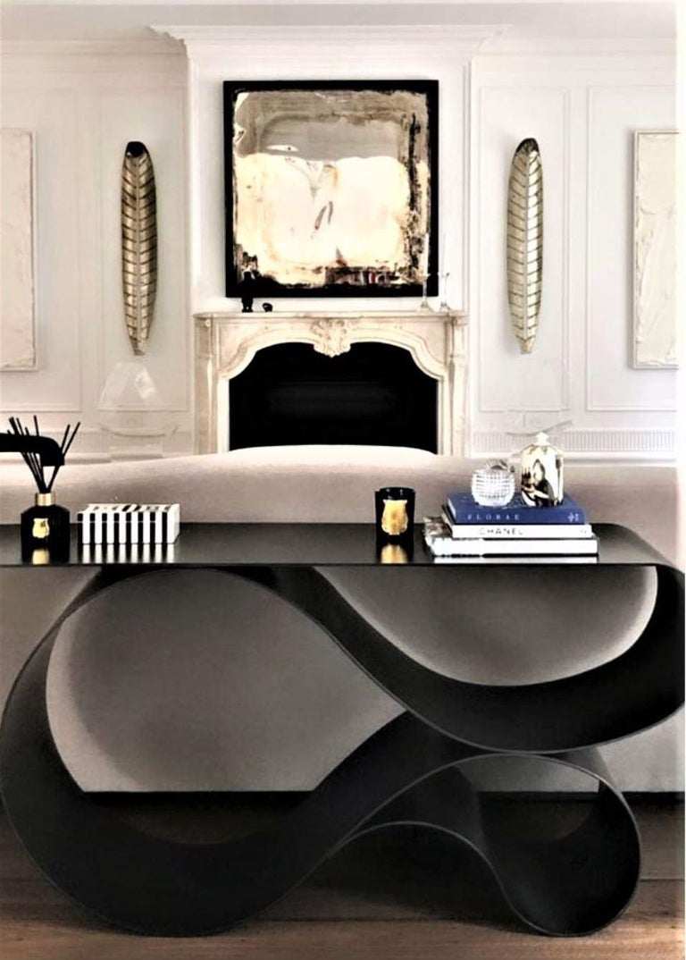 Whorl Console in Black Matte Powder Coated Aluminum by Neal Aronowitz ...