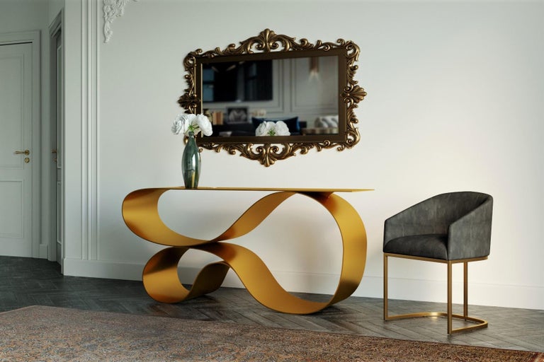 Whorl Console in Gold Powder Coated Aluminum by Neal Aronowitz Design ...