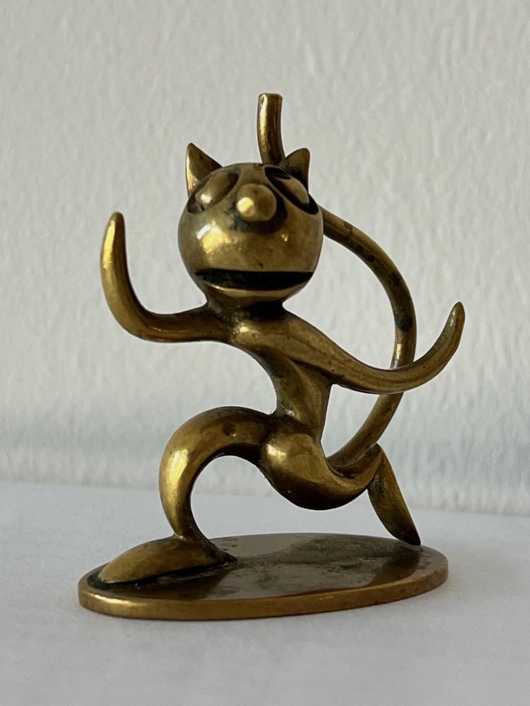 WHW Hagenauer Art Deco Bronze Felix The Cat Austria Miniature Figurine ...