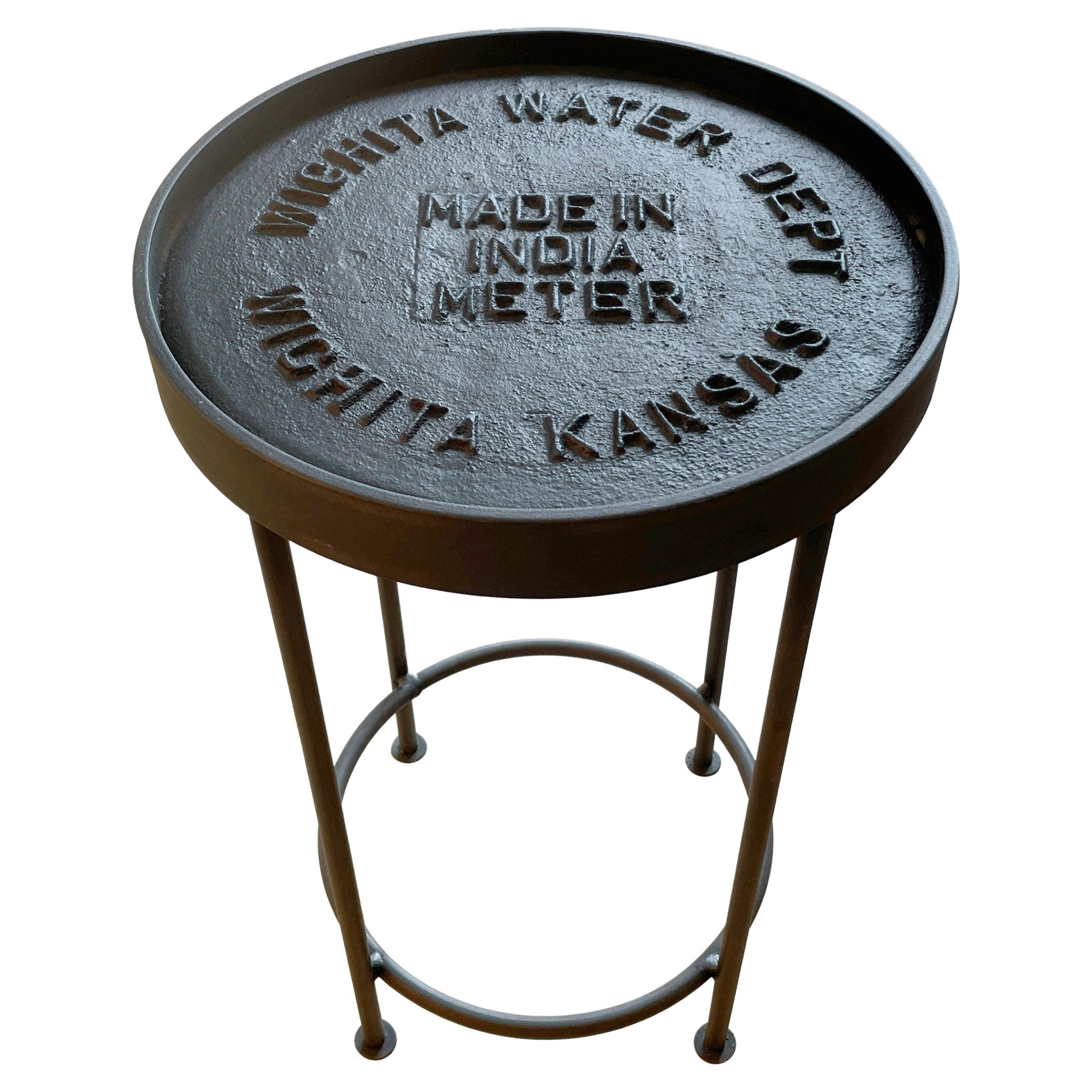 Wichita Water Dept. Water Meter Steel Stool Side Table For Sale at 1stDibs