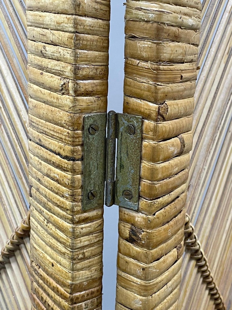 Wicker 3-Piece Folding Screen For Sale at 1stDibs