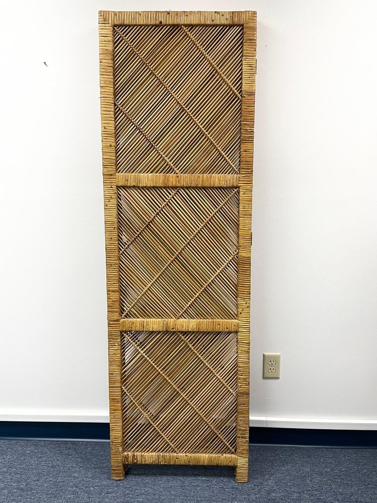 Wicker 3-Piece Folding Screen For Sale at 1stDibs