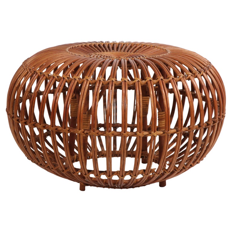 Wicker Albini Pouf Ottoman at 1stDibs | rattan pouf ottoman