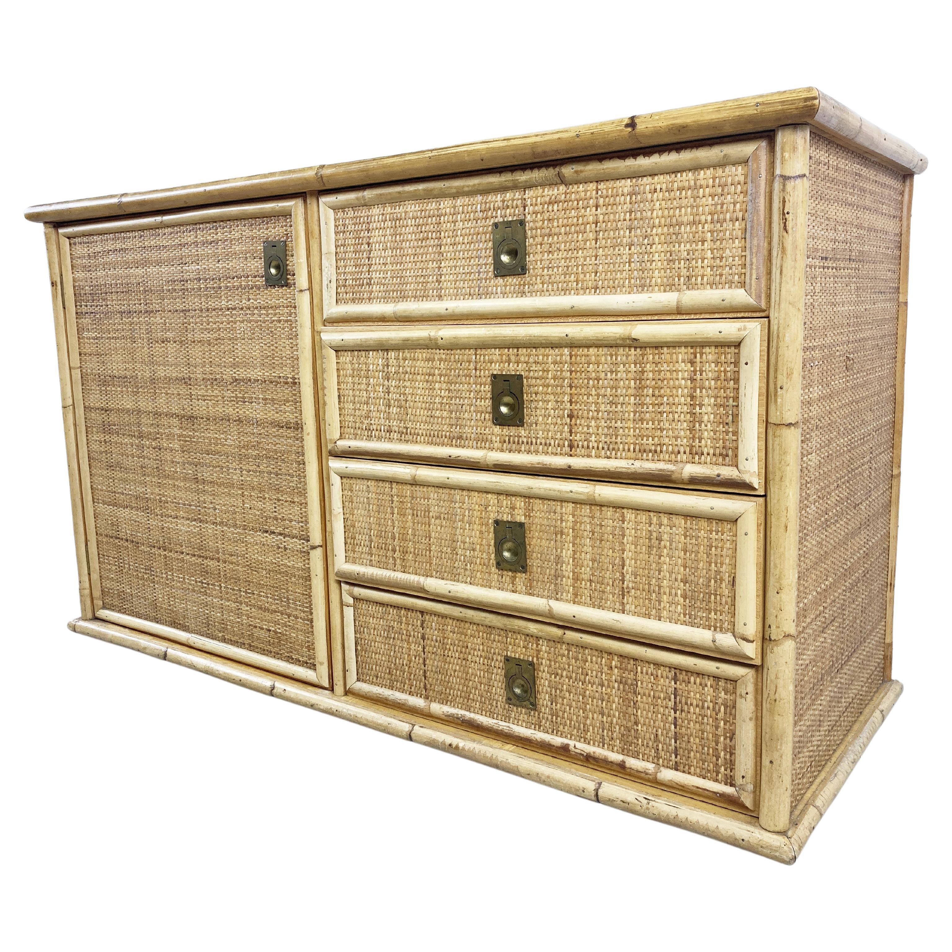 Bamboo/Rattan and Brass Wardrobe by Dal Vera, Italy, 1970s For Sale at ...