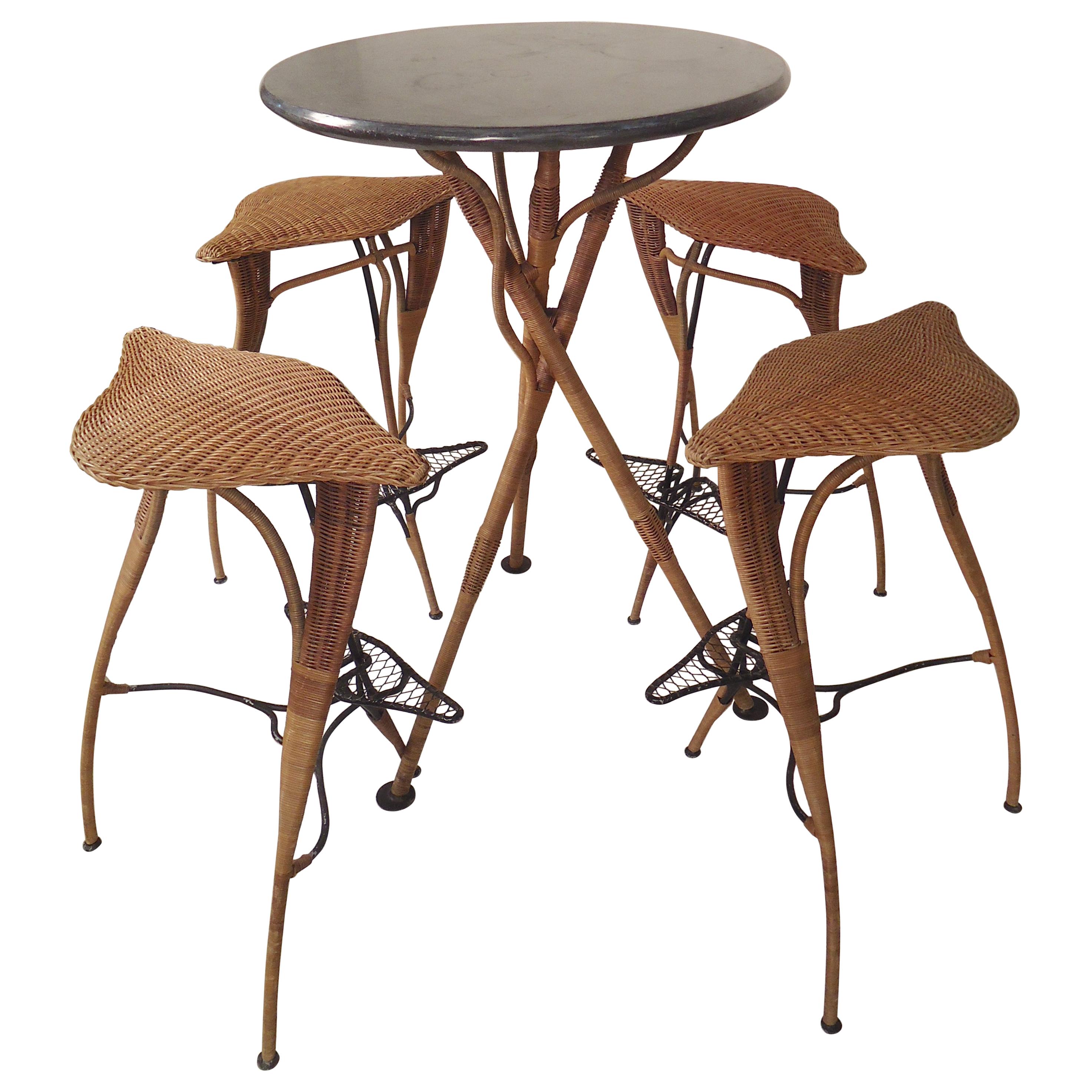 Wicker and Iron Pub Set For Sale at 1stDibs
