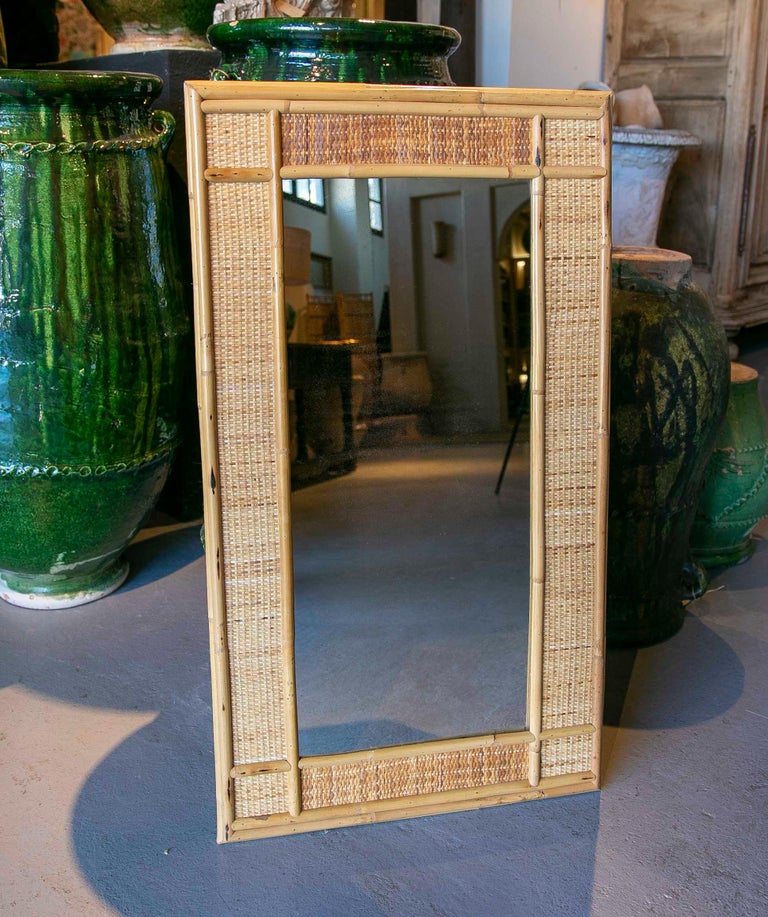 Wicker and Raffia Wall Mirror at 1stDibs