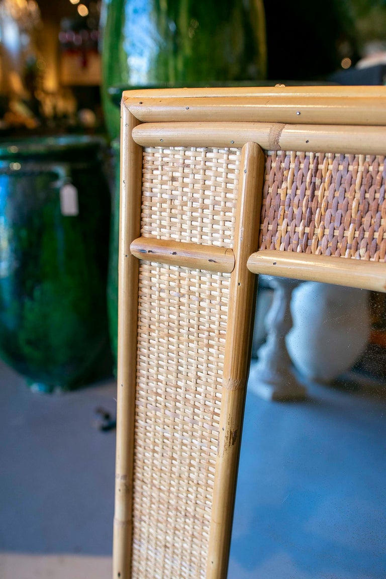 Wicker and Raffia Wall Mirror at 1stDibs