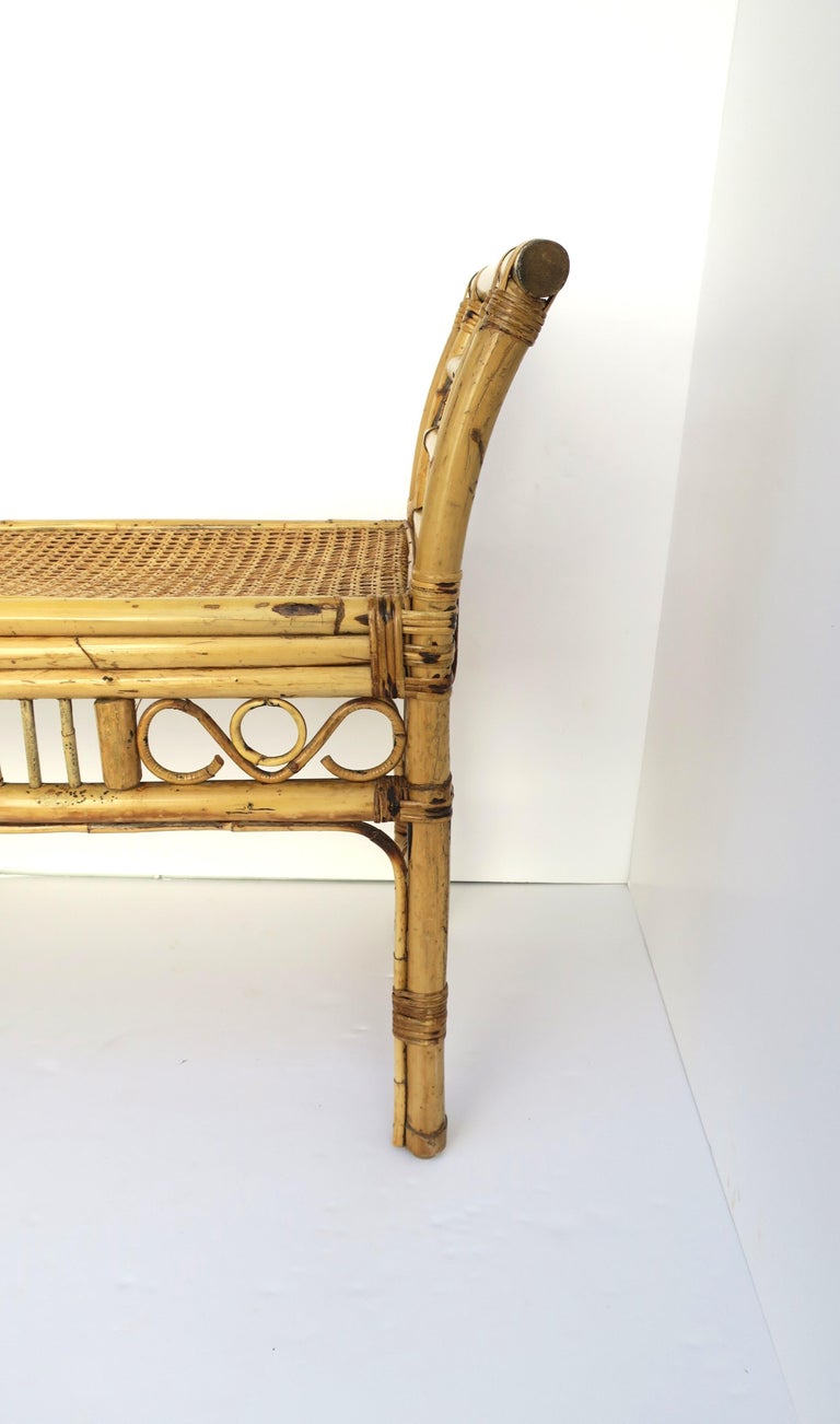Wicker Bamboo Cane Bench Indoors or Patio Porch For Sale at 1stDibs