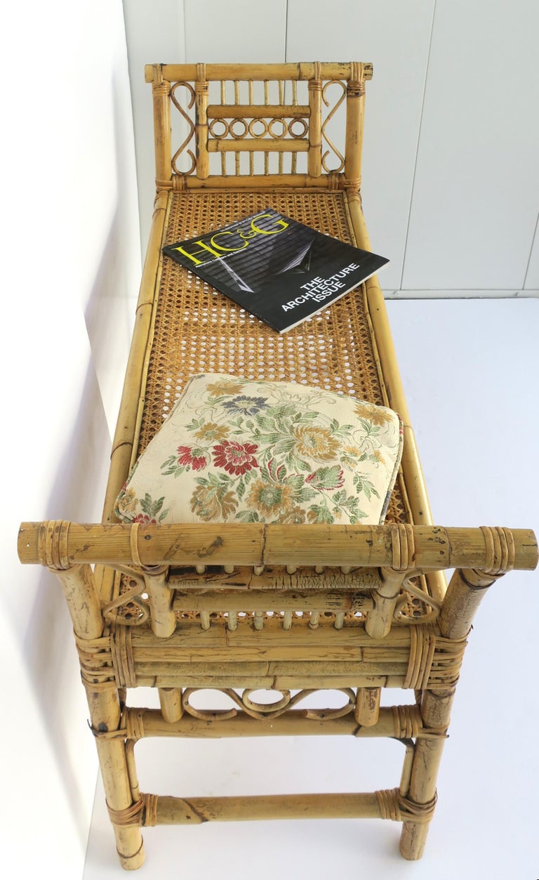 Wicker Bamboo Cane Bench Indoors or Patio Porch For Sale at 1stDibs