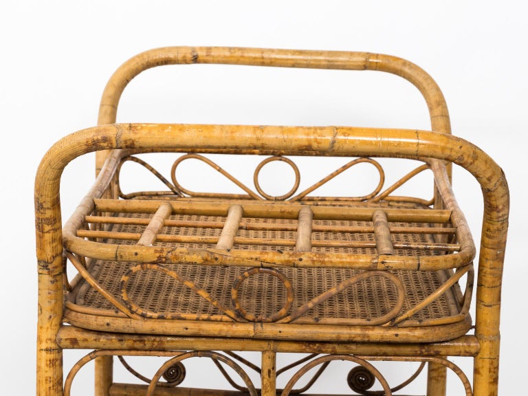 Wicker Bar Cart at 1stDibs | wicker bar carts, wicker cart, rattan bar cart