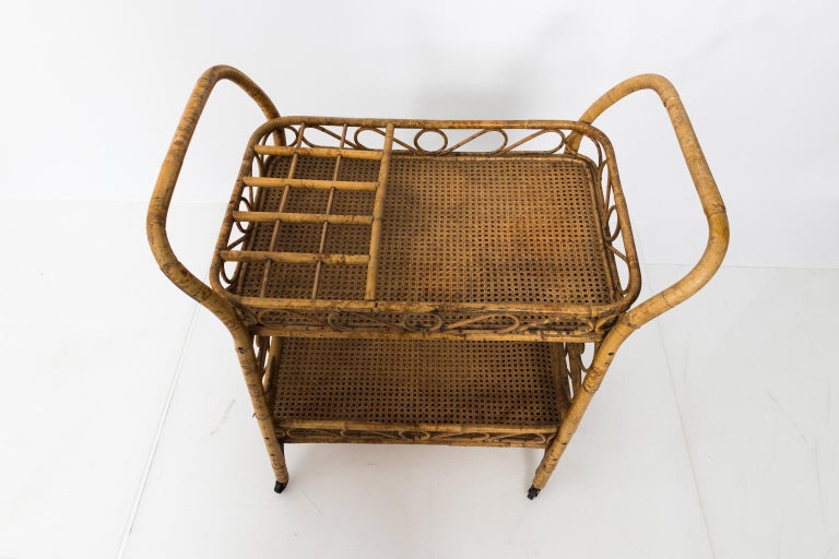 Wicker Bar Cart at 1stDibs | wicker bar carts, wicker cart, rattan bar cart