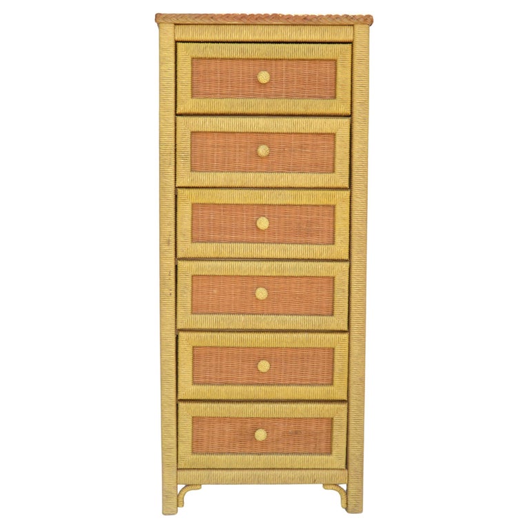 Commode à six tiroirs en osier par Henry Link, armoire, commode haute ...