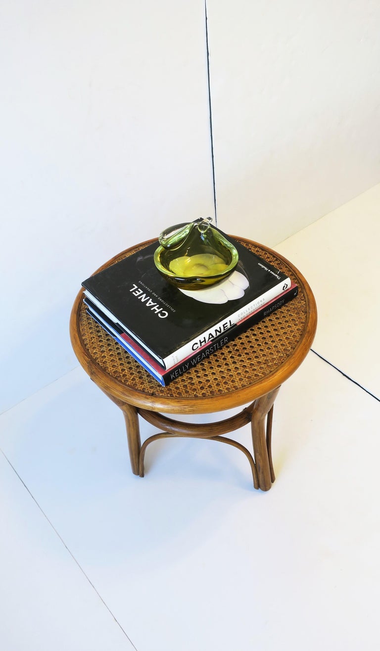 Wicker Cane Rattan Side or End Table at 1stDibs