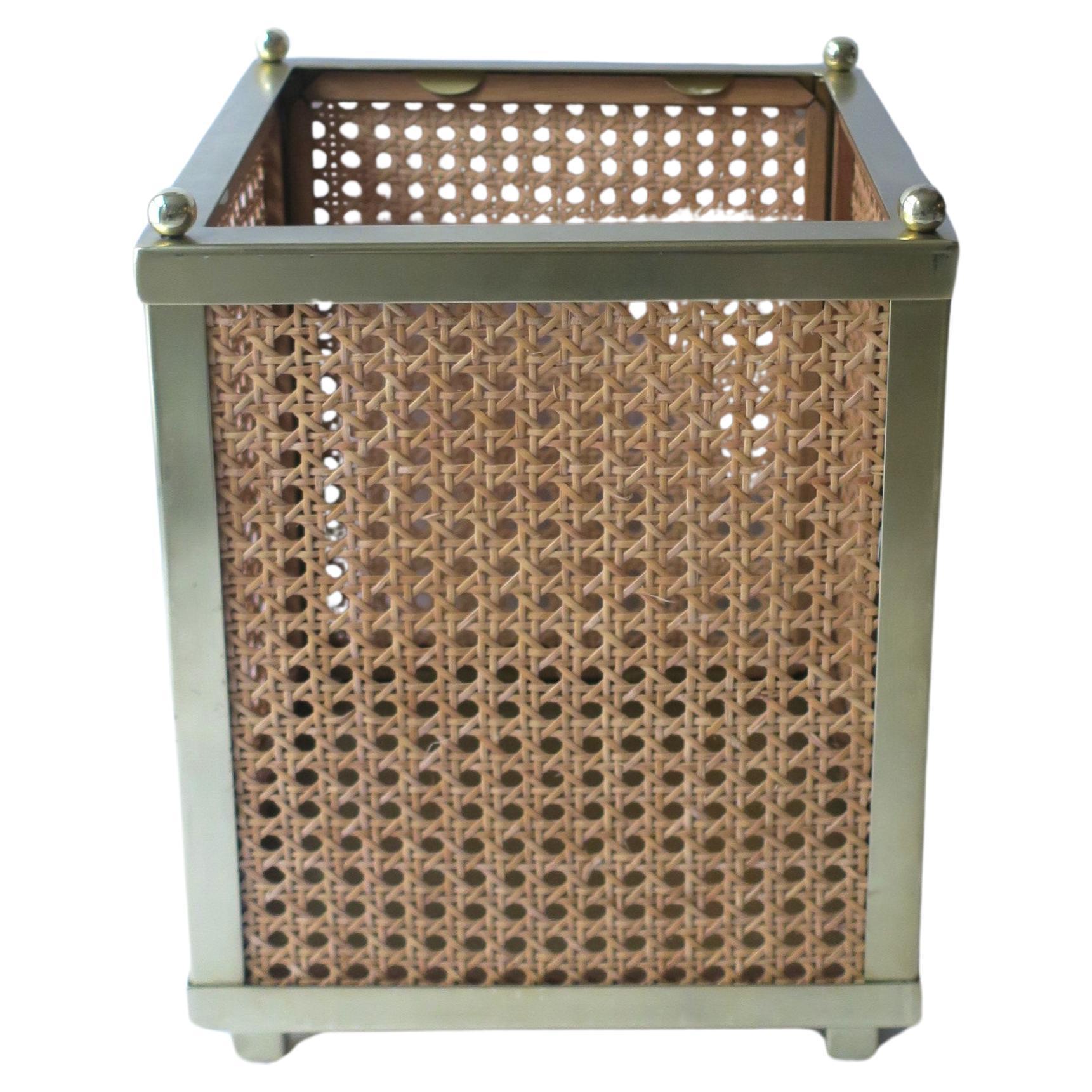Wicker Cane Wastebasket Trash Can For Sale at 1stDibs