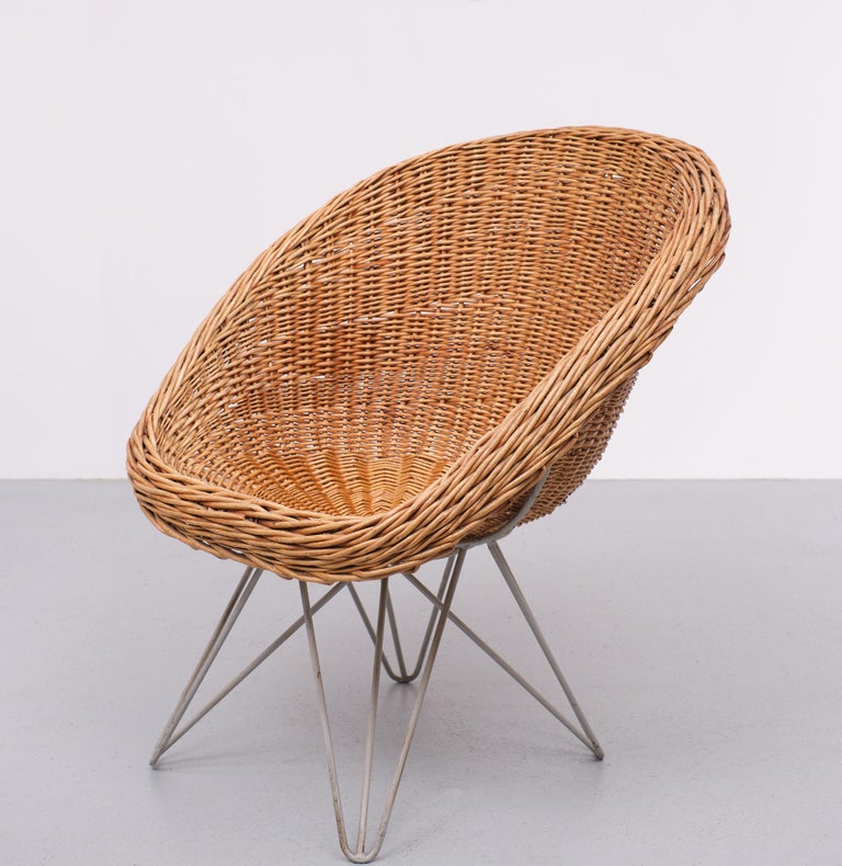 Wicker chair Design Teun Velthuizen for Urotan 1950s Holland For Sale ...