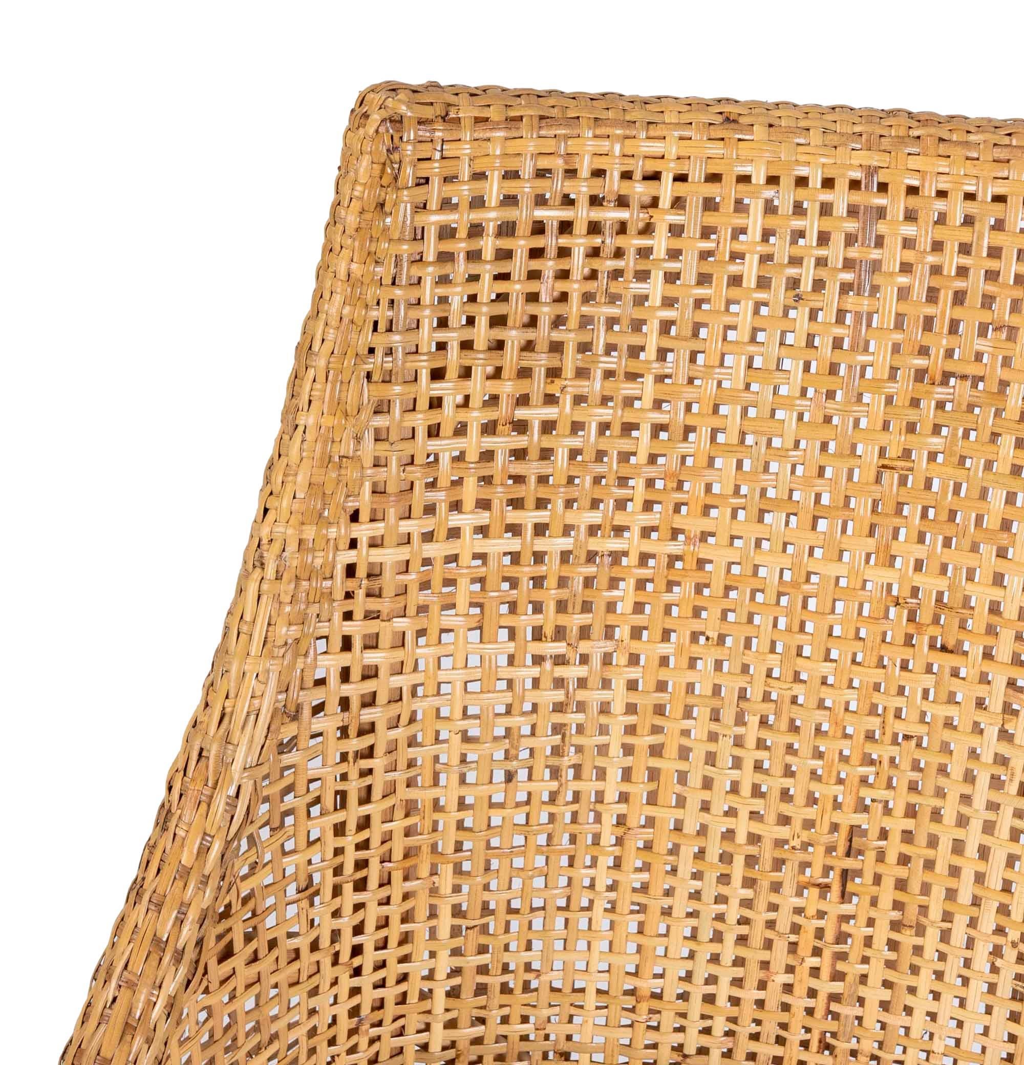 Wicker Chair with Mahogany Legs and Upholstered Seat in White For Sale ...