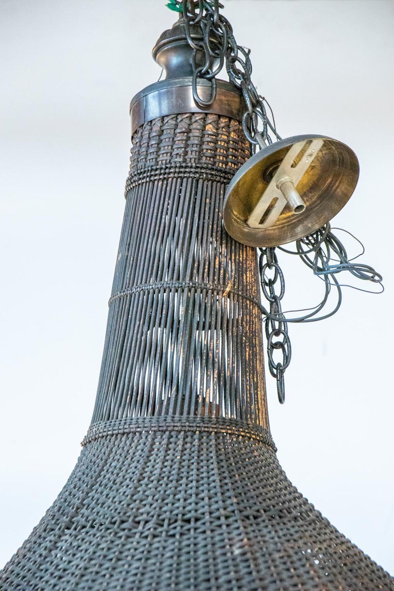 Wicker Cone Light Fixture For Sale at 1stDibs
