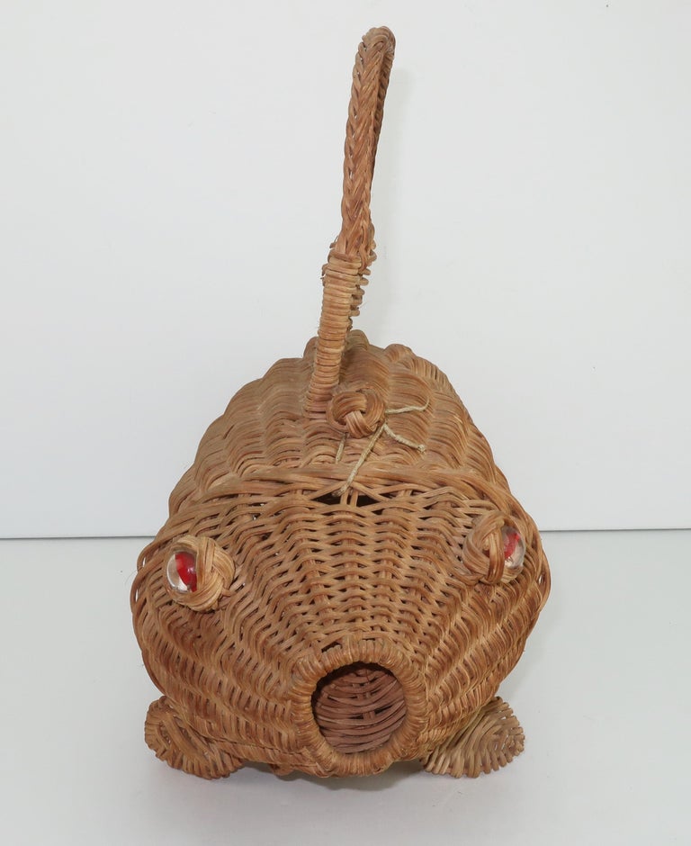 Wicker Goldfish Fish Basket Novelty Handbag, 1950's at 1stDibs