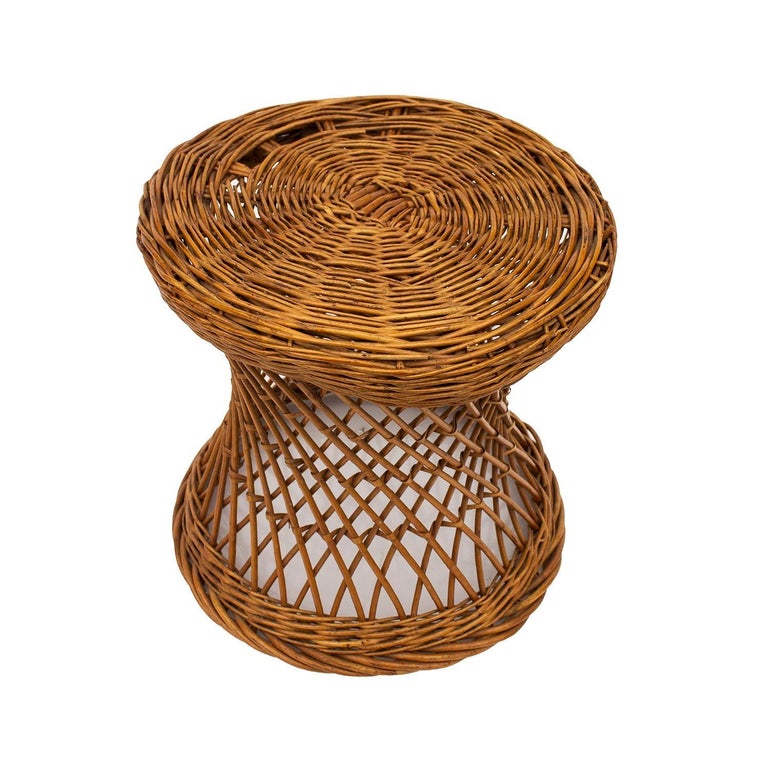 Wicker Hourglass Stool or Ottoman For Sale at 1stDibs