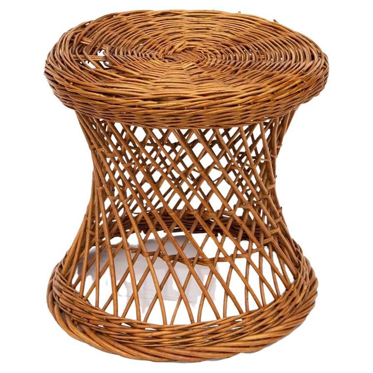 Wicker Hourglass Stool or Ottoman For Sale at 1stDibs