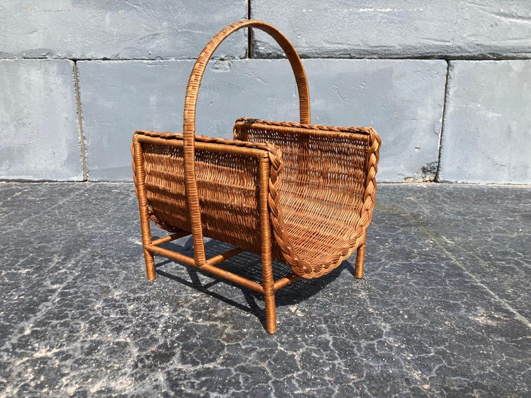 Wicker Magazine Rack, 1950s For Sale at 1stDibs