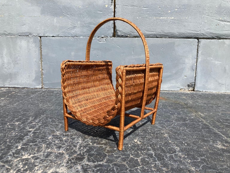 Wicker Magazine Rack, 1950s For Sale at 1stDibs
