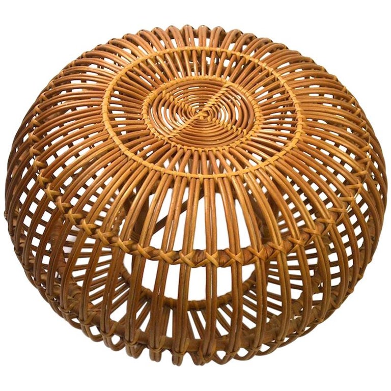 Wicker Ottoman Pouf by Albini at 1stDibs