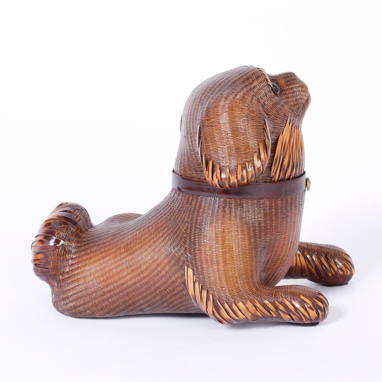 Wicker Pekingese Dog Box at 1stDibs