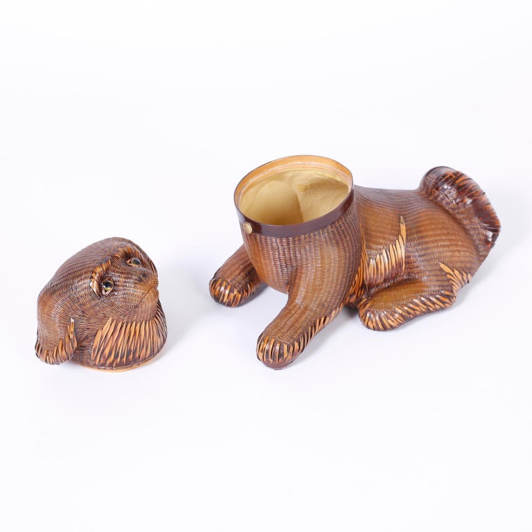 Wicker Pekingese Dog Box at 1stDibs