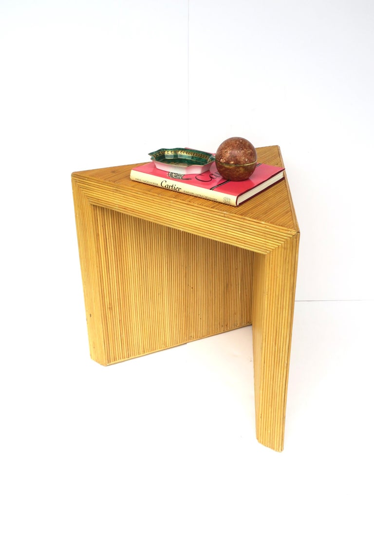 Wicker Pencil Reed End or Side Table For Sale at 1stDibs