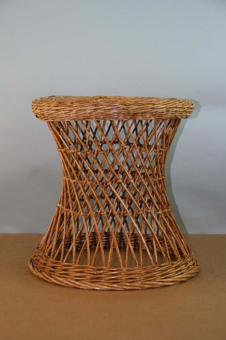 Italian Wicker Stool/Side Table For Sale at 1stDibs