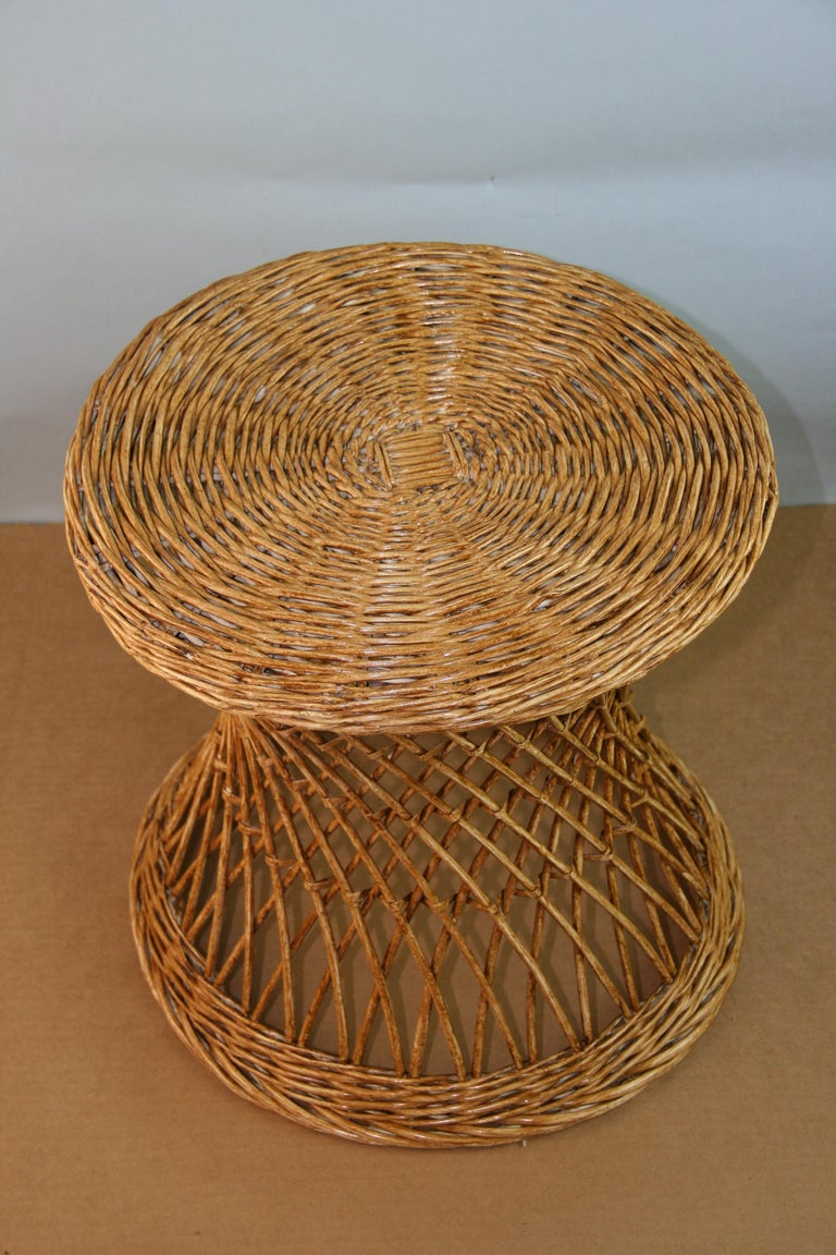 Italian Wicker Stool/Side Table at 1stDibs | wicker stand, rattan plant ...