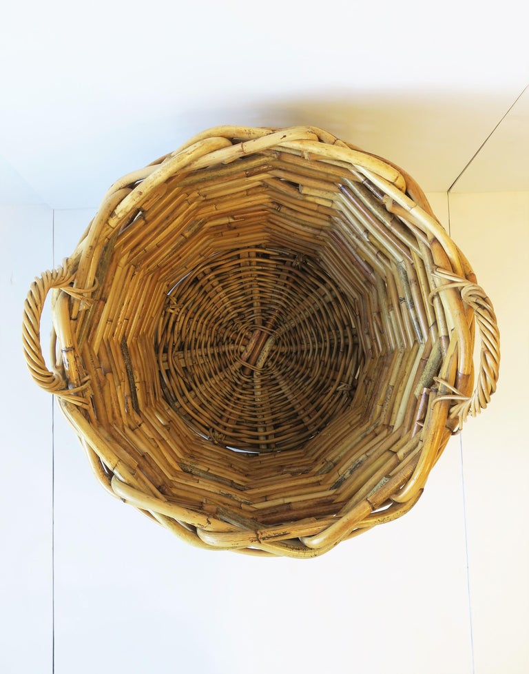 Wicker Rattan Basket with Handles For Sale at 1stDibs