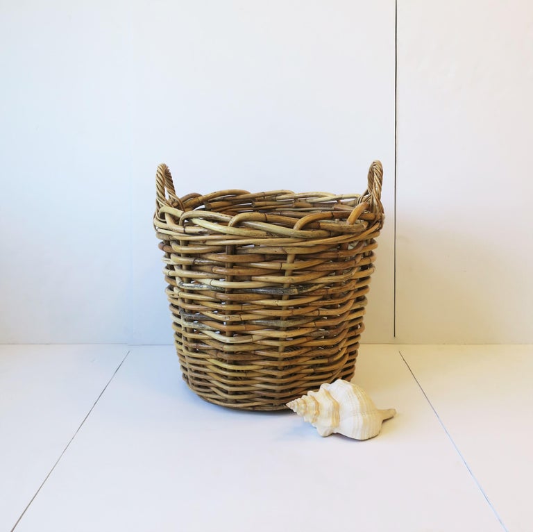 Wicker Rattan Basket with Handles at 1stDibs