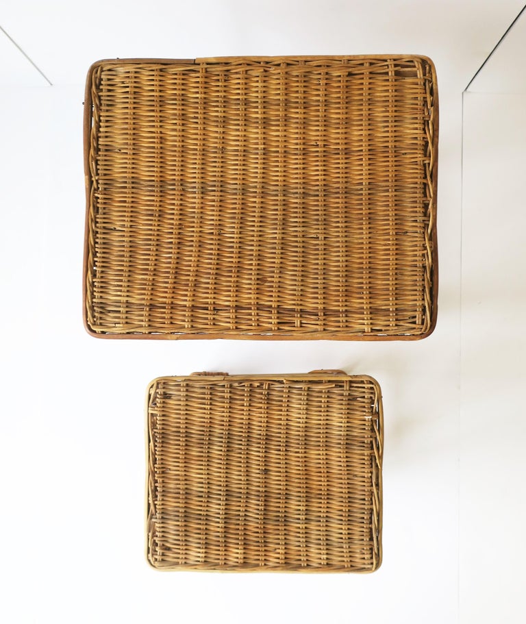 Wicker Rattan Nesting Side Tables, Set of 2 at 1stDibs