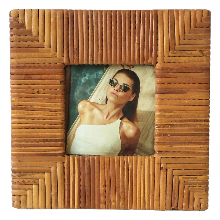 Wicker Rattan Picture Frame, ca. 1970s at 1stDibs