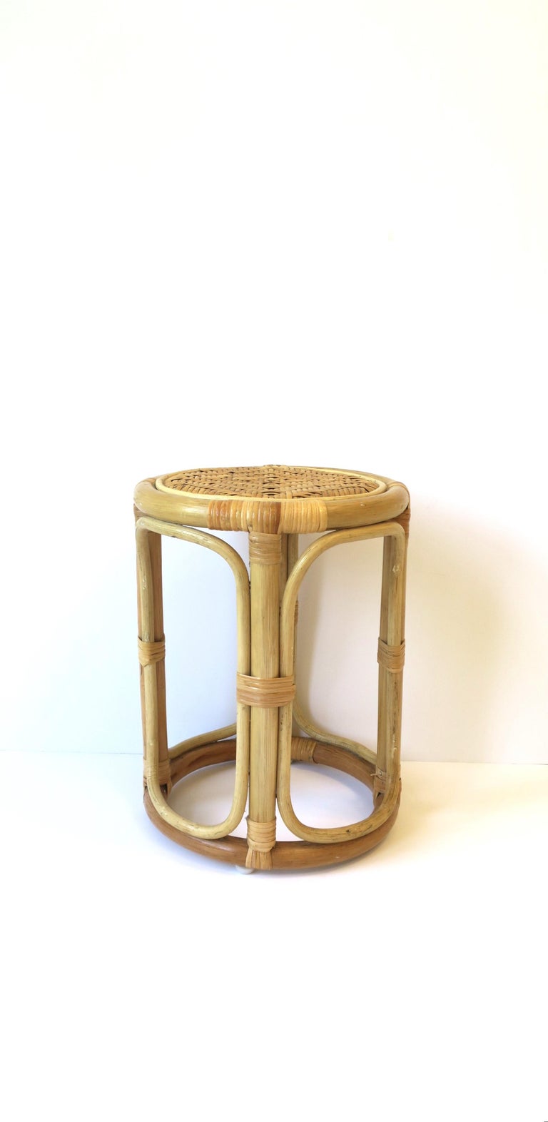 Wicker Rattan Stool or Drinks Table For Sale at 1stDibs