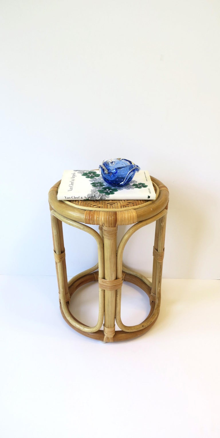 Wicker Rattan Stool or Drinks Table For Sale at 1stDibs