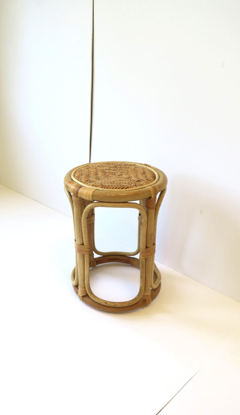Wicker Rattan Stool or Drinks Table For Sale at 1stDibs